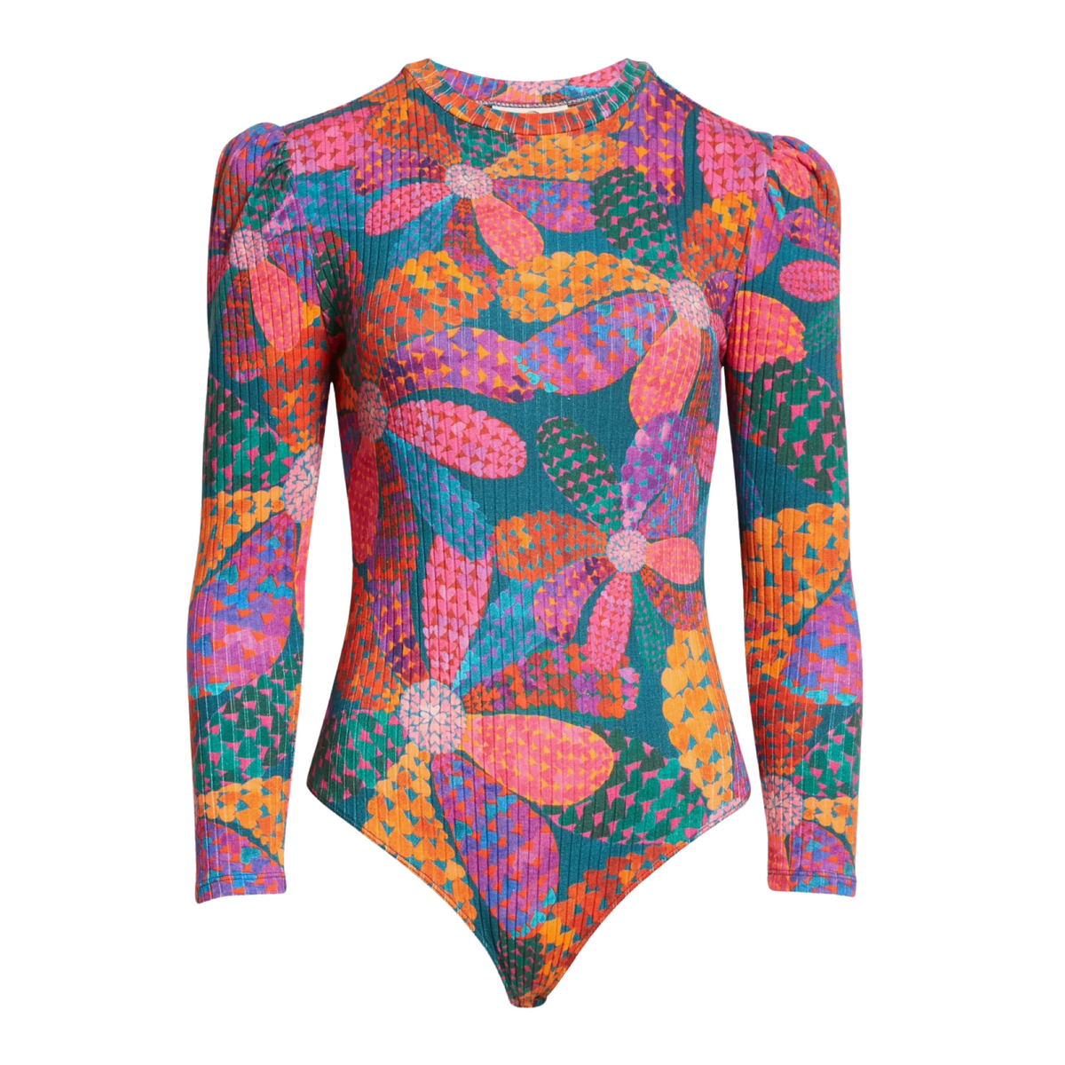 FARM RIO Heart Daisy Bodysuit In Heart Daisy Teal Size M/L – Style ...