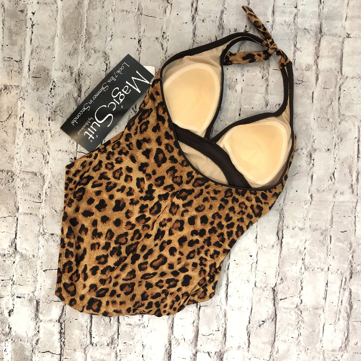 MAGIC SUIT Brown Leopard Print with Black Mesh Insert One Piece Swimsu ...